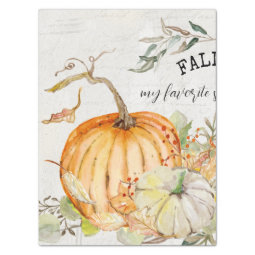 Fall Pumpkin Sunflower Favorite Season Decoupage Tissue Paper | Zazzle