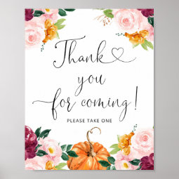 Fall pumpkin Thank you for coming Poster | Zazzle