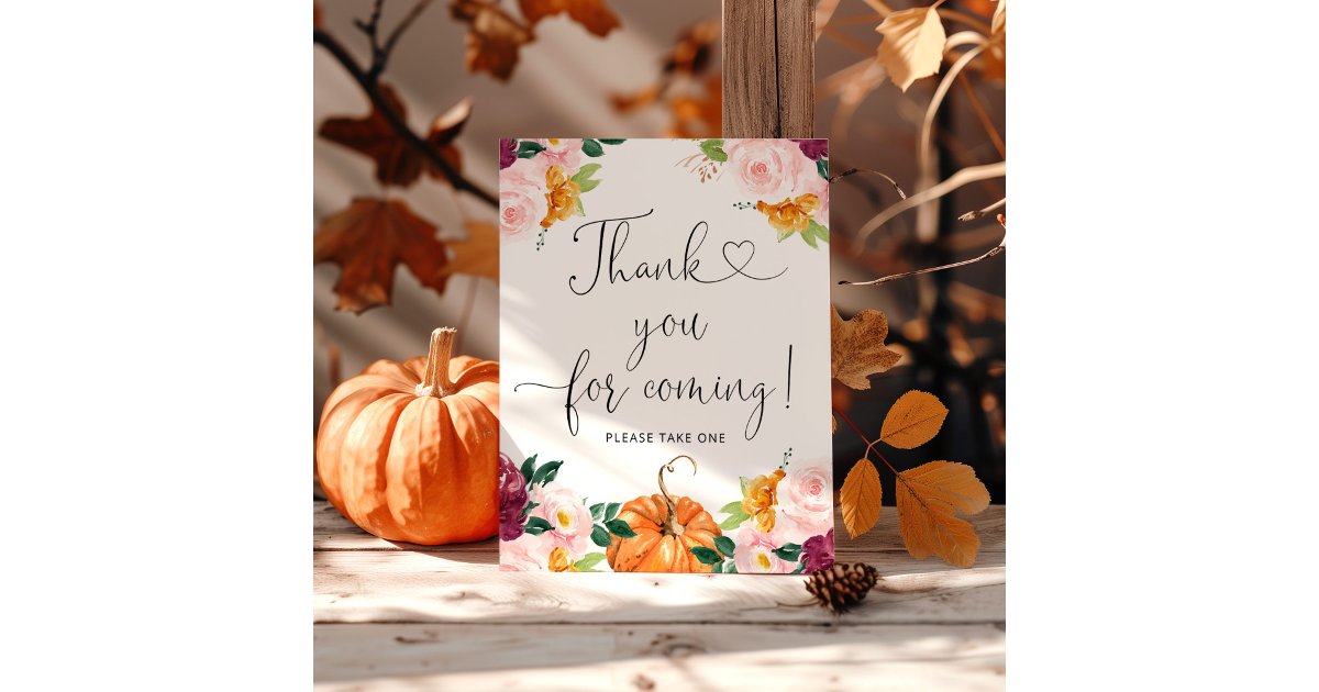 Fall pumpkin Thank you for coming Poster | Zazzle