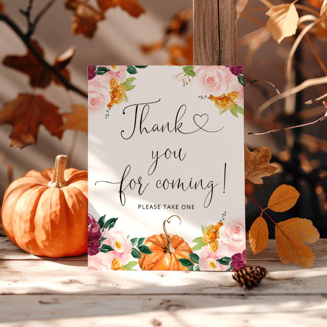 Fall pumpkin Thank you for coming Poster | Zazzle
