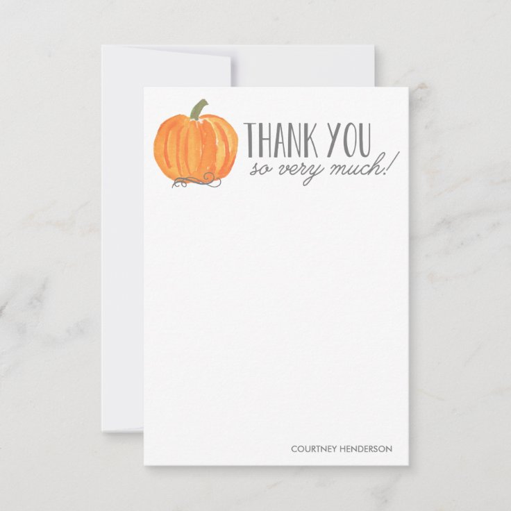Fall Pumpkin | Thank You Note | Zazzle