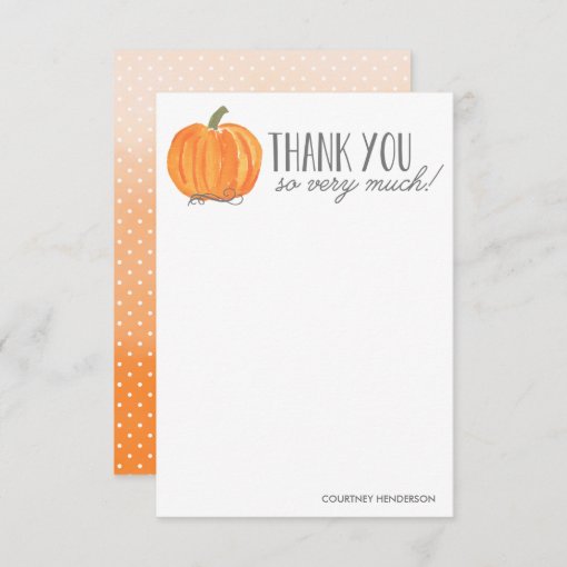 Fall Pumpkin | Thank You Note | Zazzle