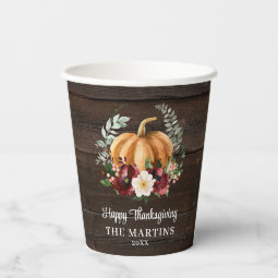 Fall Pumpkin Thanksgiving Paper Cups | Zazzle