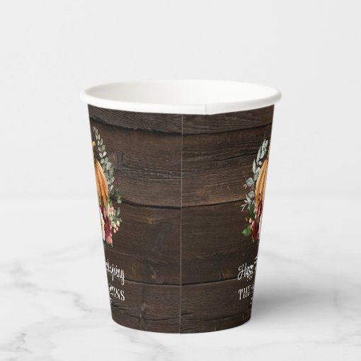Fall Pumpkin Thanksgiving Paper Cups | Zazzle