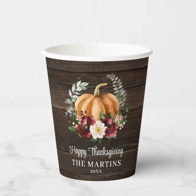 Fall Pumpkin Thanksgiving Paper Cups | Zazzle