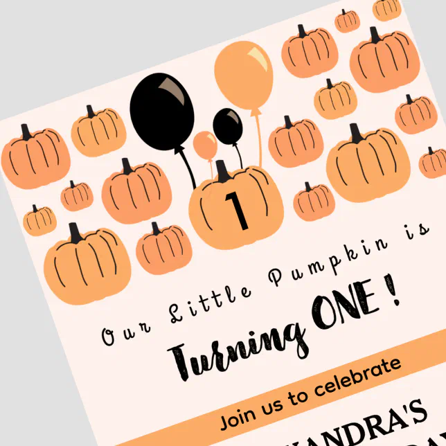 Fall Pumpkin Turning one Halloween 1st birthday Invitation | Zazzle
