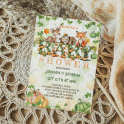 Fall Pumpkin Woodland Animals Baby Shower Invitation | Zazzle