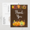Fall Pumpkins and Autumn Foliage Border Thank You Postcard | Zazzle