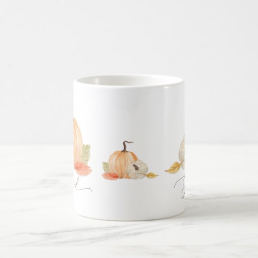 Fall Pumpkins Grateful Watercolor Autumn Leaves Coffee Mug | Zazzle