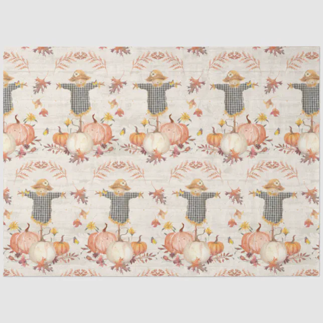 Fall Pumpkins Harvest Autumn Leaf Rustic Decoupage Tissue Paper | Zazzle