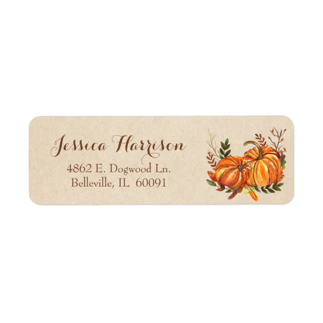 Fall Pumpkins Leaves Label | Zazzle