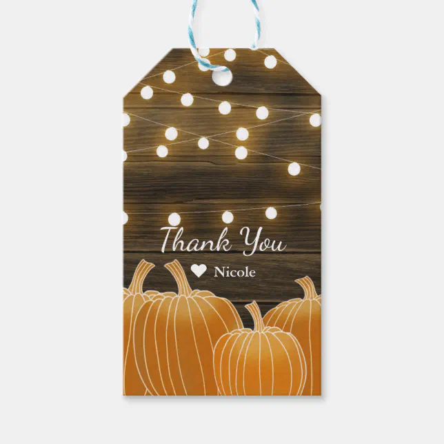 Fall Pumpkins & String Lights Rustic Favor Gift Tags | Zazzle