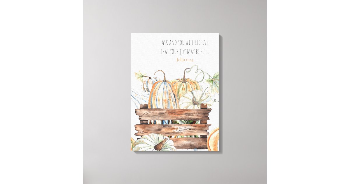 Fall Pumpkins With Bible Verse Canvas Print | Zazzle