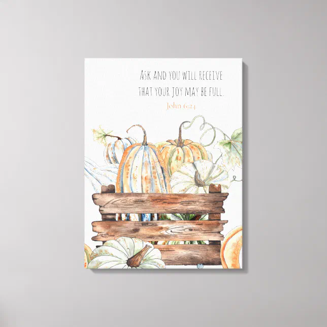 Fall Pumpkins With Bible Verse Canvas Print | Zazzle