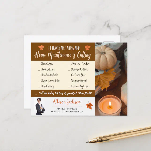 Fall Realtor Marketing Postcard Mailer | Zazzle
