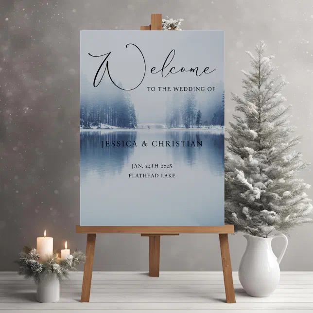 Fall River Lake Watercolor Wedding Welcome Sign | Zazzle