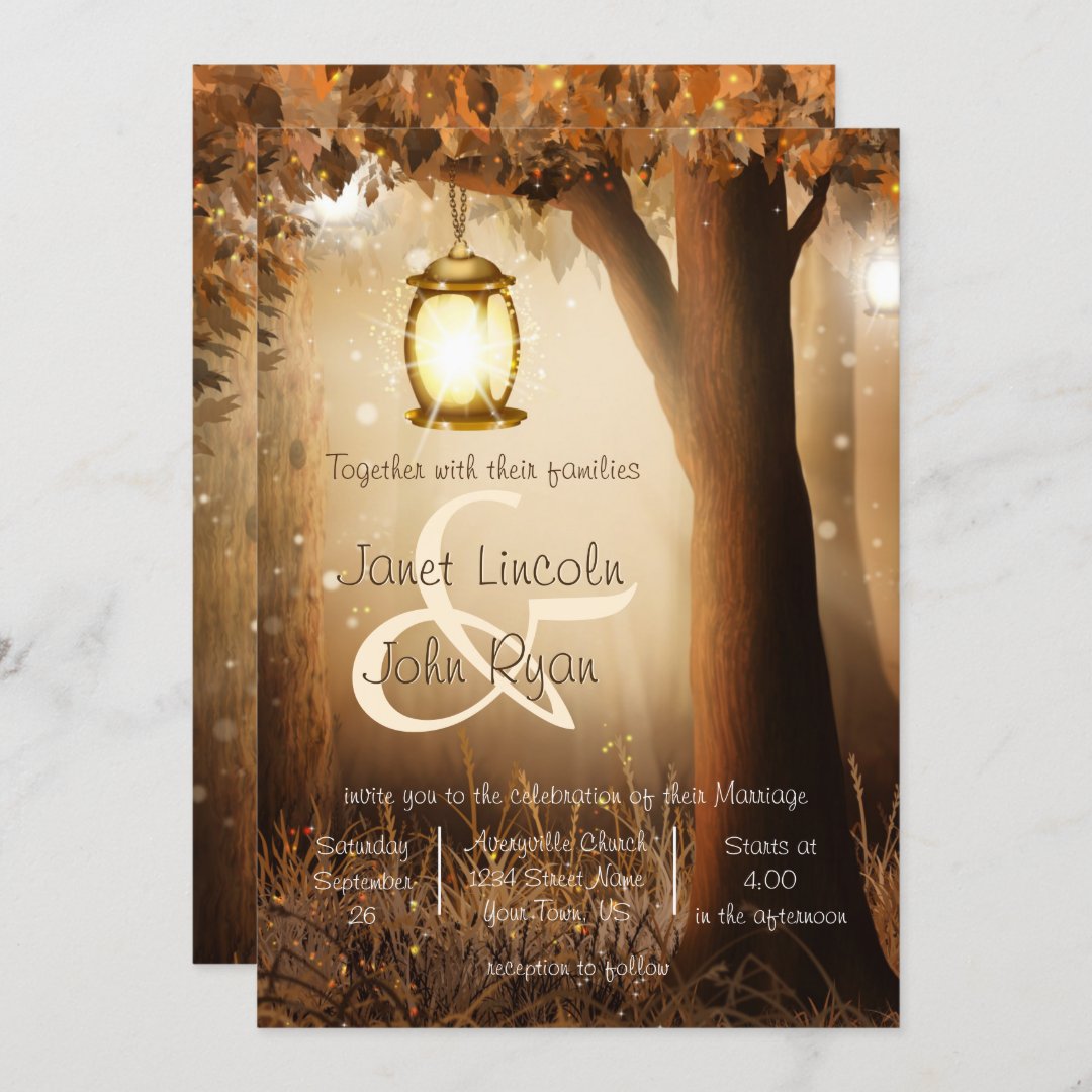Fall Rustic Autumn Tree Wedding Invitation | Zazzle