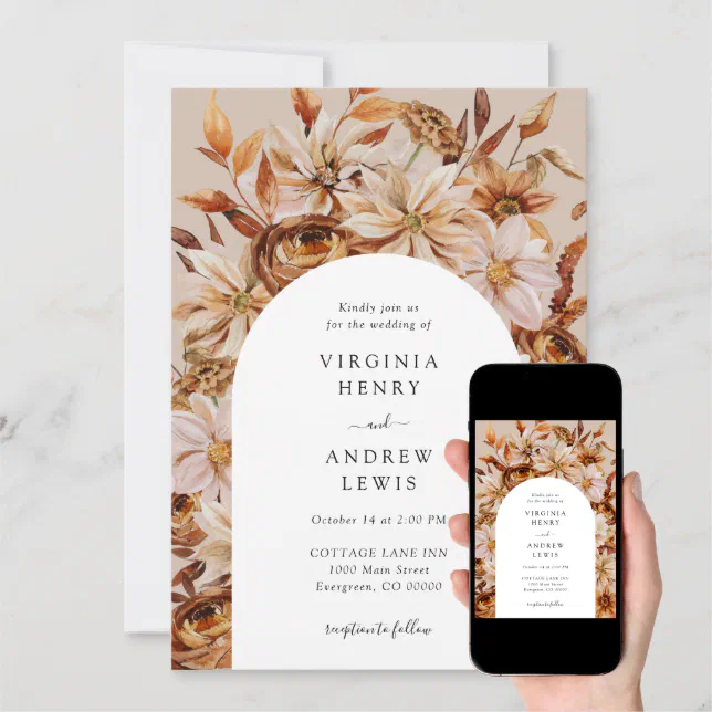 Fall Rustic Floral Wedding Invitation | Zazzle