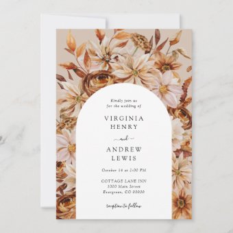 Fall Rustic Floral Wedding Invitation | Zazzle
