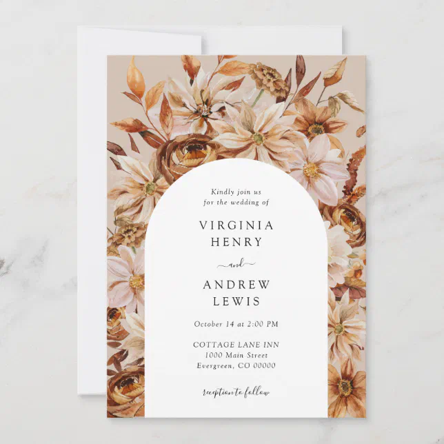 Fall Rustic Floral Wedding Invitation | Zazzle