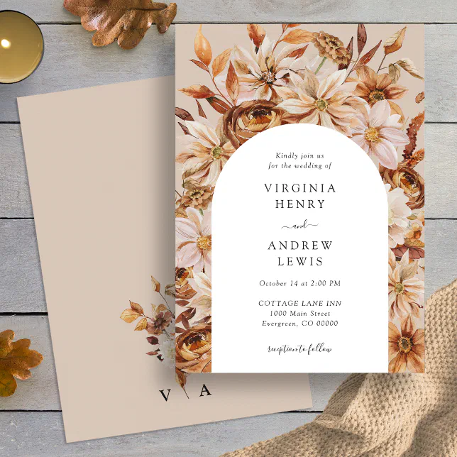 Fall Rustic Floral Wedding Invitation | Zazzle