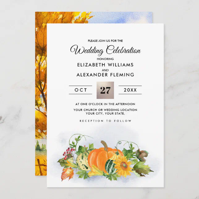 Fall Rustic Landscape | Autumn Harvest Wedding Invitation | Zazzle