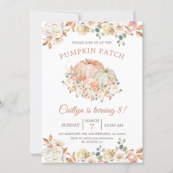 Fall Rustic Pumpkin Patch 8th Birthday Invitation | Zazzle
