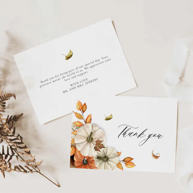 Fall Rustic Wedding Thank You Card | Zazzle