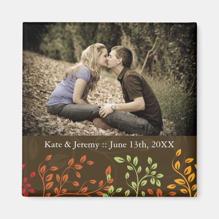 Fall Save the Date Photo Wedding Magnet | Zazzle