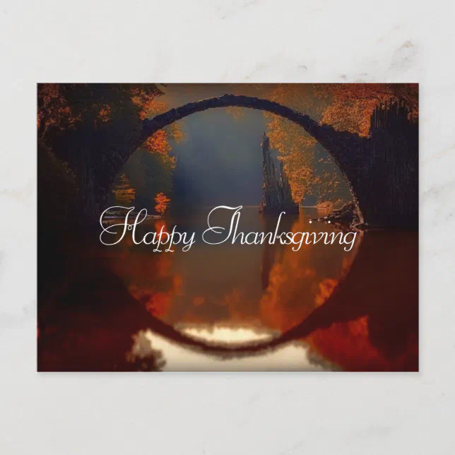 Fall Scene Bridge | Thanksgiving Postcard | Zazzle