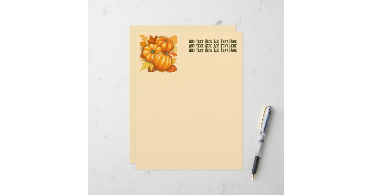Fall Season Halloween Pumpkins Pattern Letterhead | Zazzle