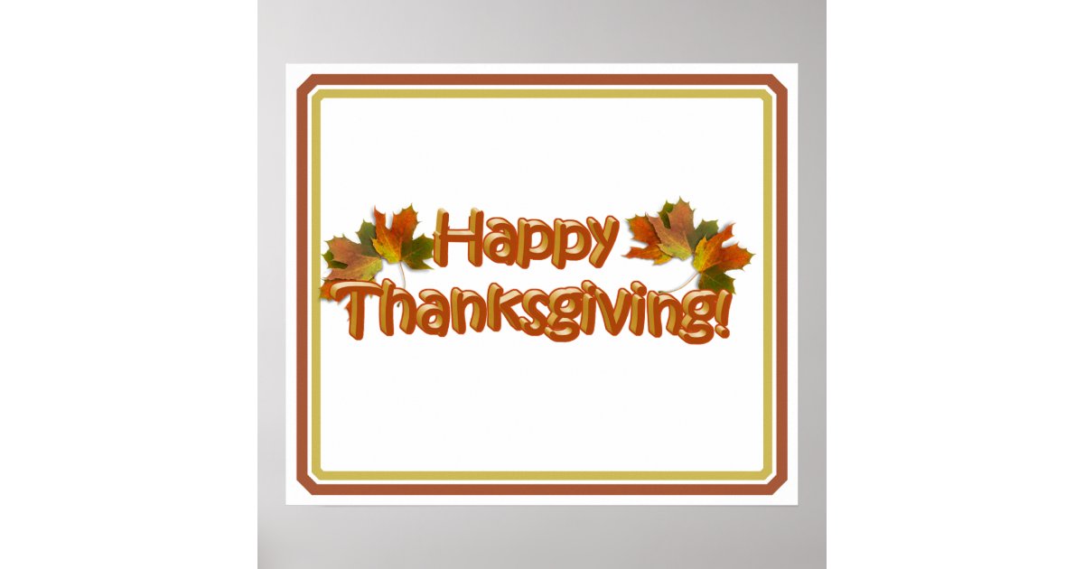 Fall Seasons Best Happy Thanksgiving Text Poster | Zazzle