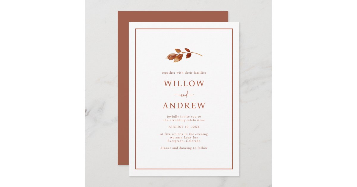 Fall Simple Wedding Invitation | Zazzle