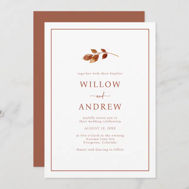 Fall Simple Wedding Invitation | Zazzle