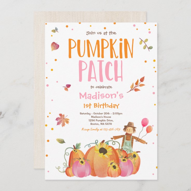 Fall Sunflower Pumpkin Birthday Pumpkin Patch Invitation | Zazzle