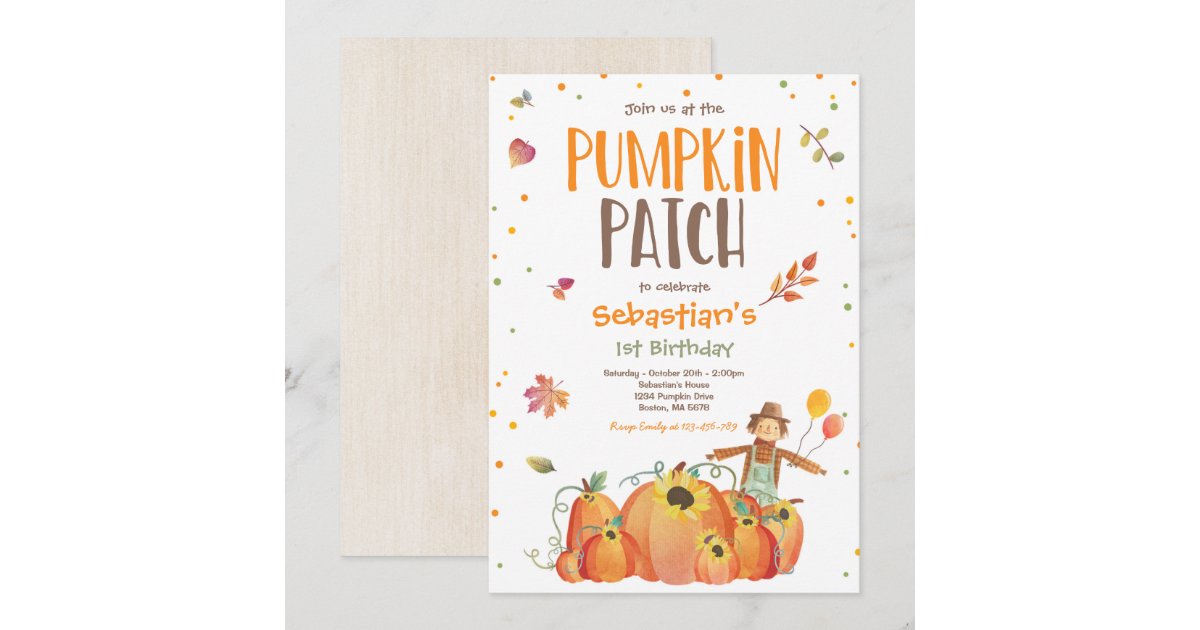 Fall Sunflower Pumpkin Birthday Pumpkin Patch Invitation | Zazzle