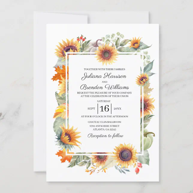 Fall Sunflower Wedding Invitation | Zazzle
