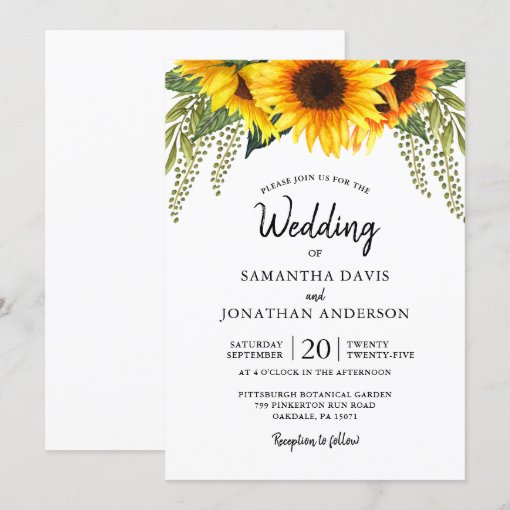 Fall Sunflowers Wedding Invitation | Zazzle