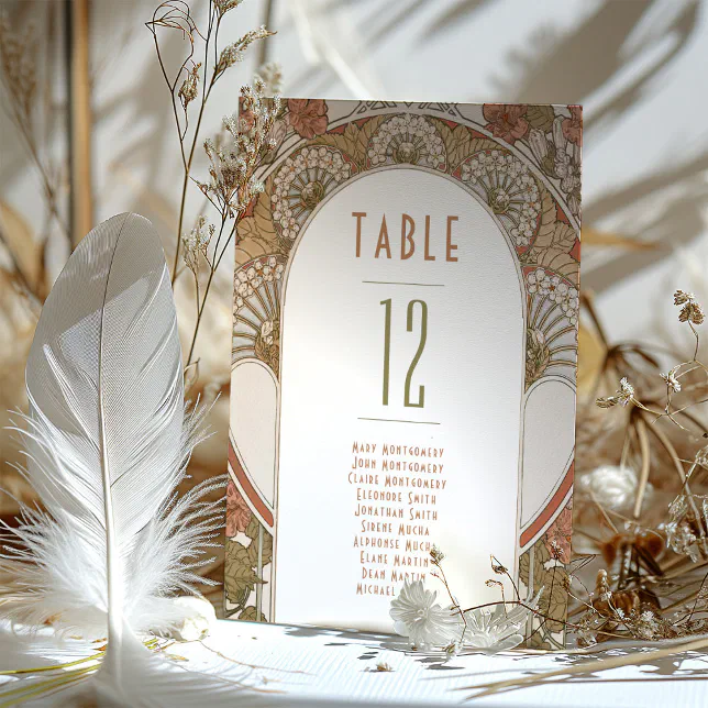 Fall Table Numbers Vintage Art Nouveau Wedding | Zazzle