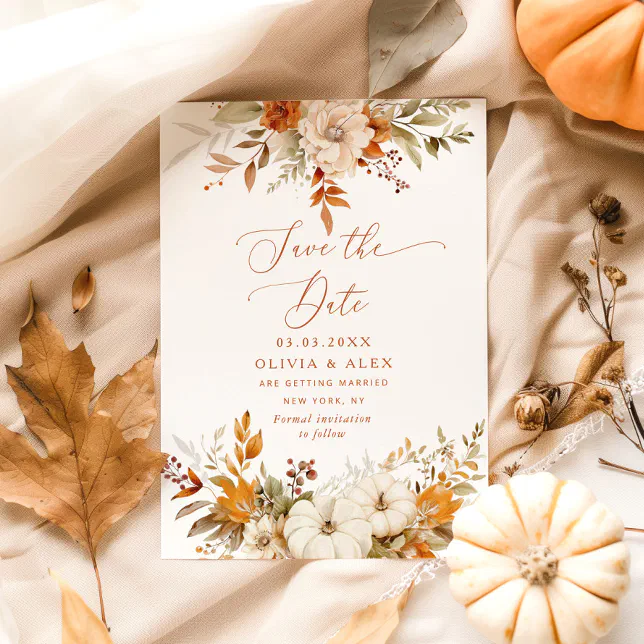 Fall terracotta Wedding Save the Date Invitation | Zazzle