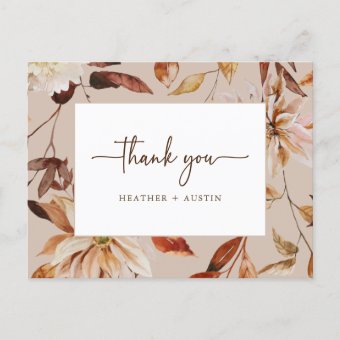 Fall Thank You Postcard | Zazzle