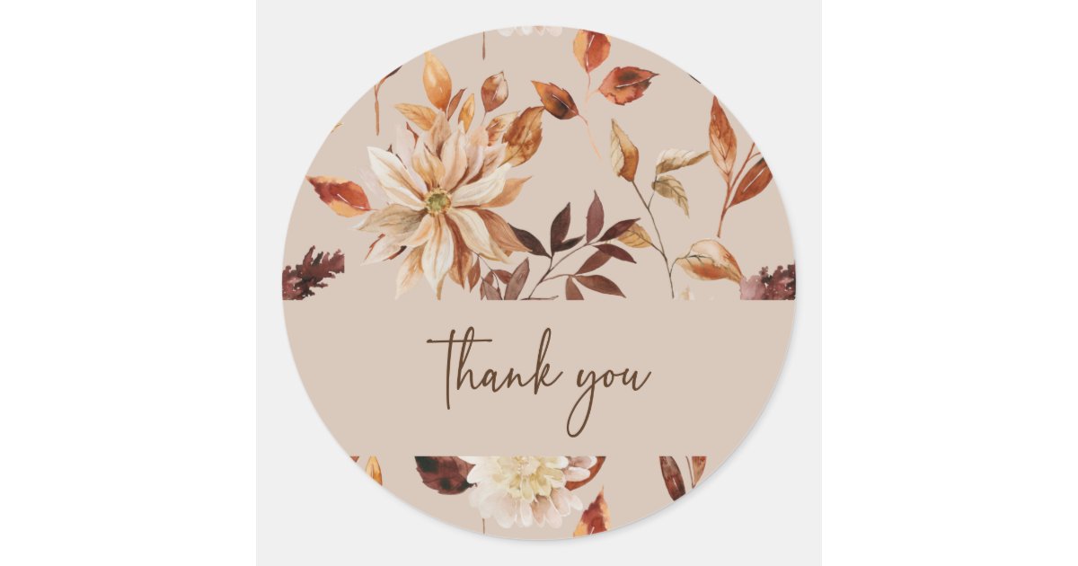 Fall Thank You Sticker | Zazzle