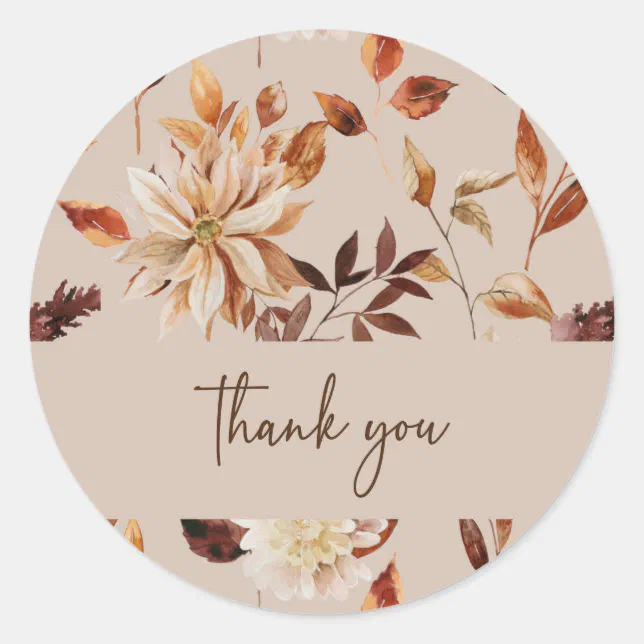 Fall Thank You Sticker | Zazzle