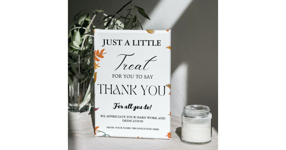 Fall Thankgiving Treat Thank you Appreciation Sign | Zazzle