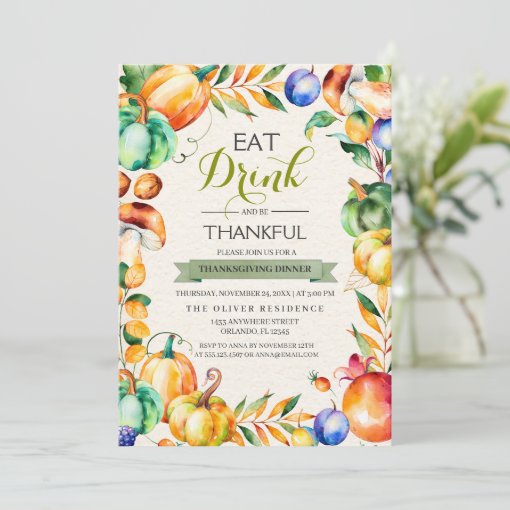 Fall Thanksgiving Dinner Party Invitation | Zazzle