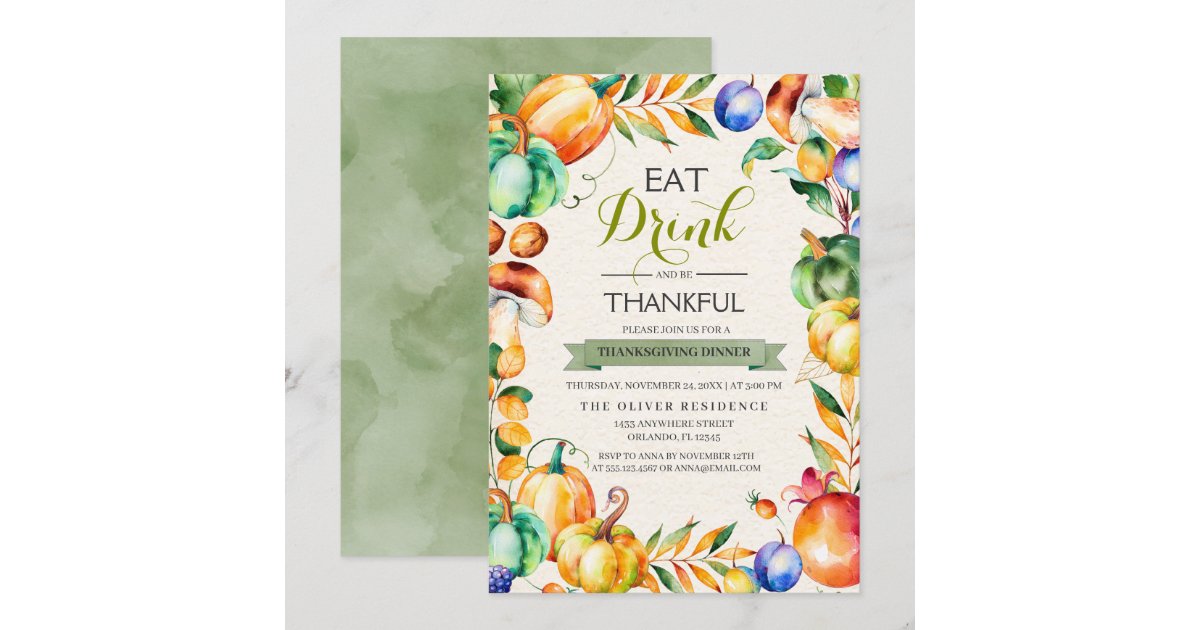 Fall Thanksgiving Dinner Party Invitation | Zazzle