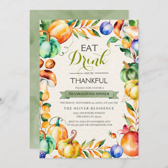 Fall Thanksgiving Dinner Party Invitation | Zazzle