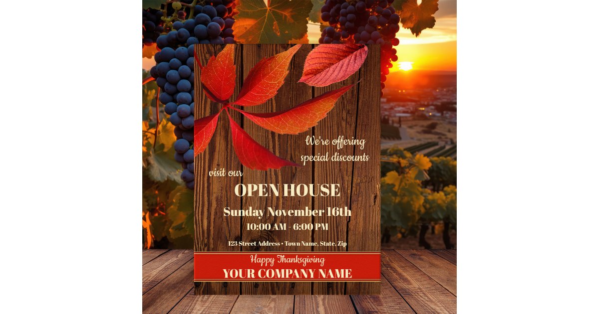 Fall Thanksgiving Open House Company Invitation Postcard | Zazzle