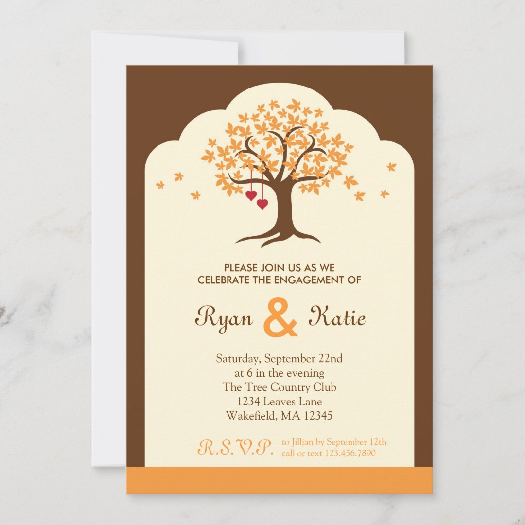 Fall Tree Engagement Party Invitation | Zazzle