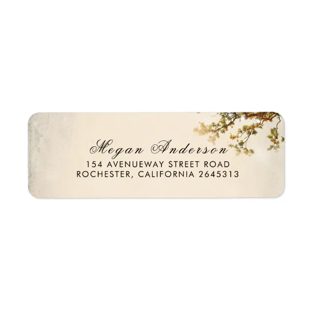 Fall Tree Leaves and Branches Rustic Wedding Label | Zazzle